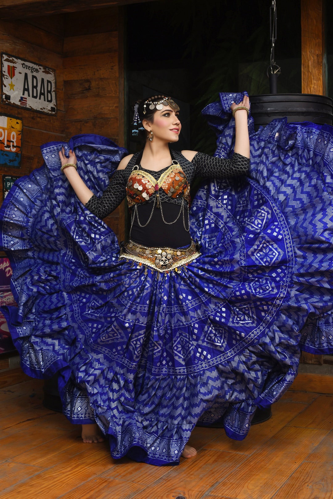Tribal Bellydance Skirt – 25 & 35 Yard , ATS Costume, 4 Tier Festival ...