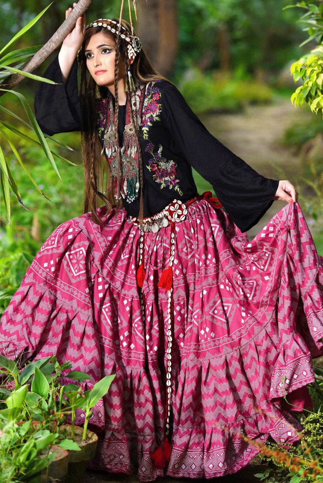 Tribal Bellydance Skirt – 25 & 35 Yard , ATS Costume, 4 Tier Festival ...