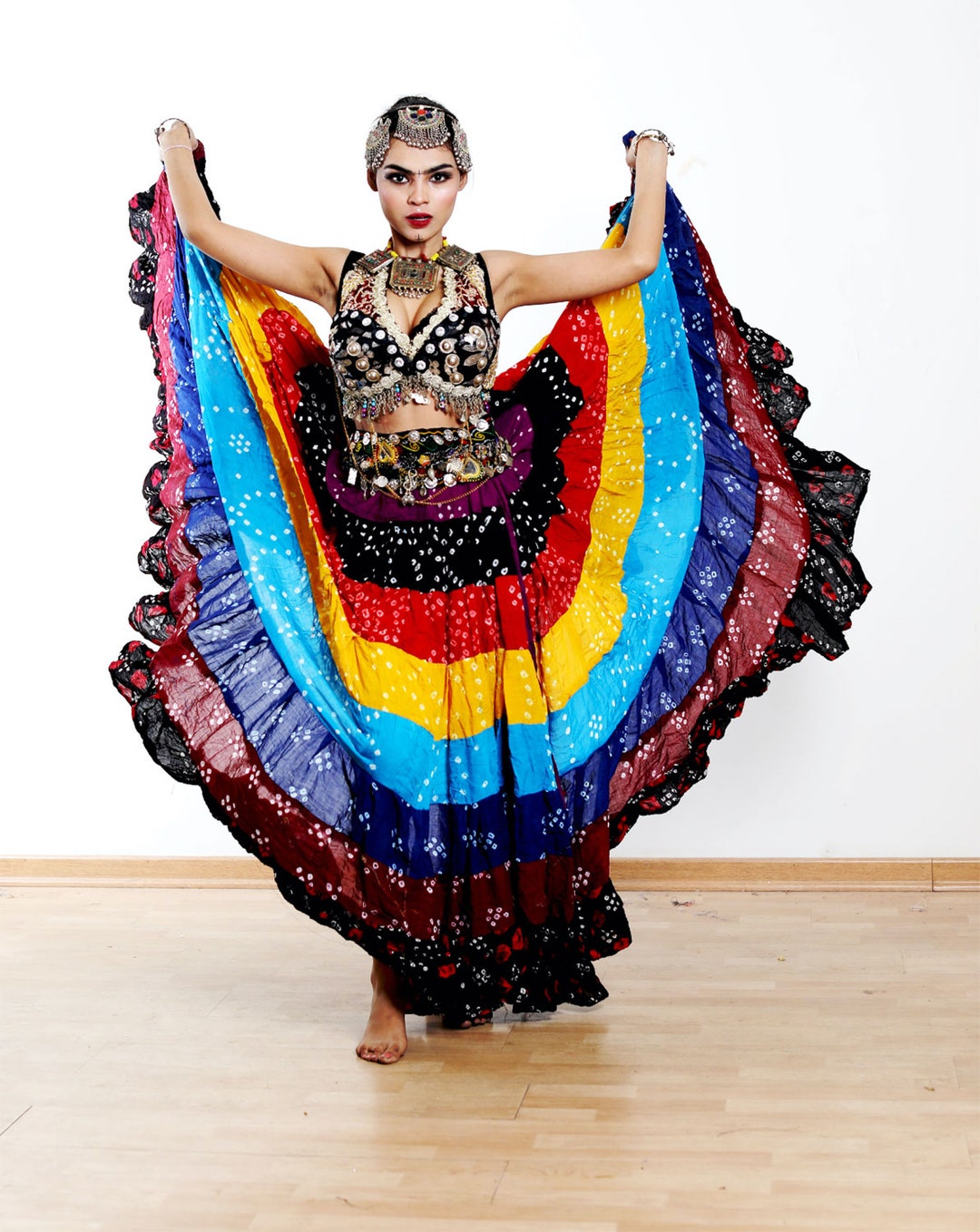 Tribal Bellydance Skirt – 25 & 35 Yard , ATS Costume, 4 Tier Festival ...