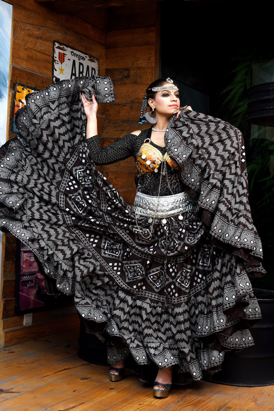 Tribal Bellydance Skirt – 25 & 35 Yard , ATS Costume, 4 Tier Festival ...