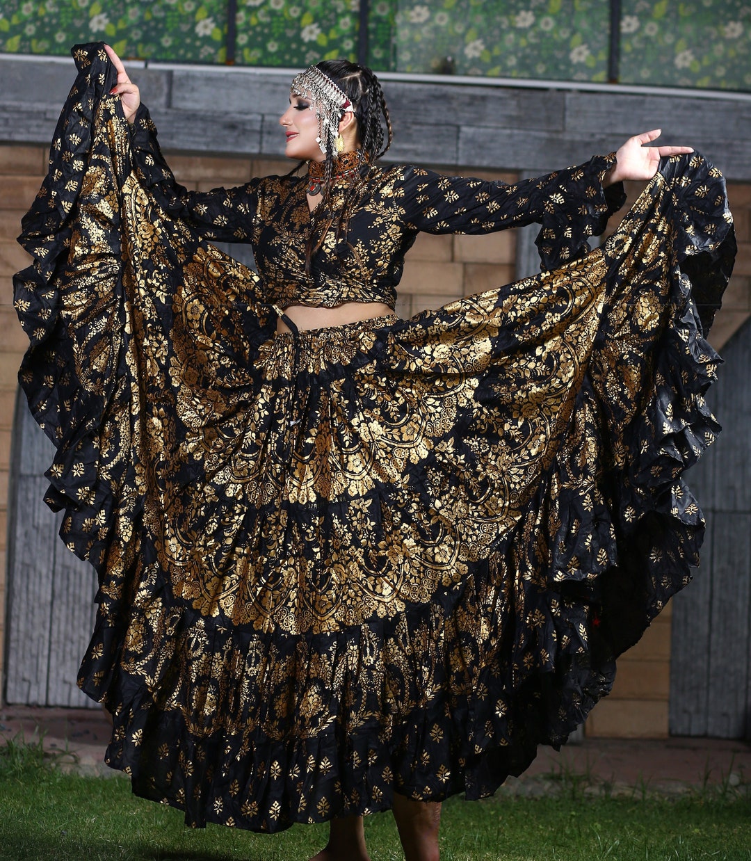 Tribal Bellydance Skirt – 25 & 35 Yard , ATS Costume, 4 Tier Festival ...