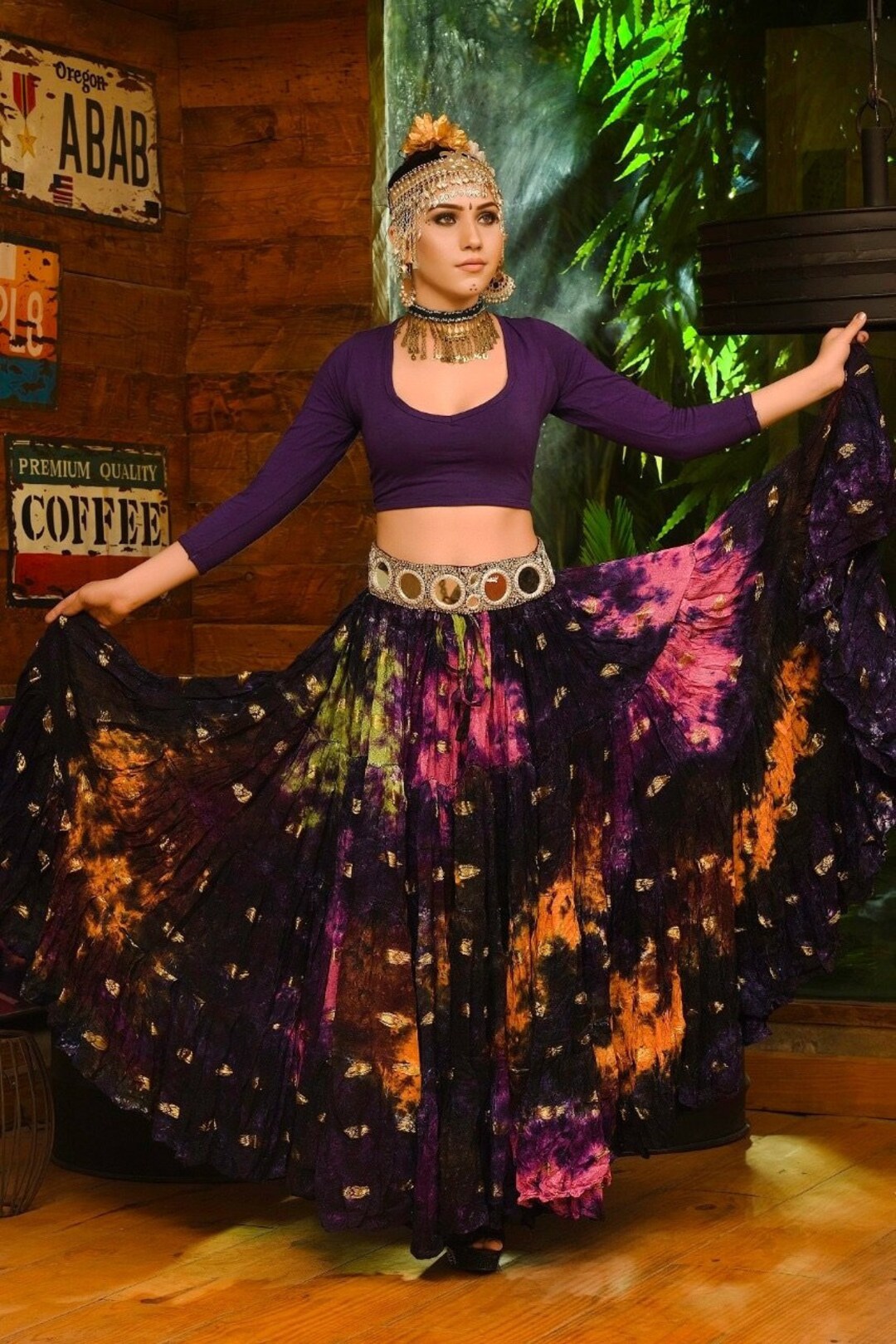 Tribal Bellydance Skirt – 25 & 35 Yard , ATS Fusion Costume, 4 Tier ...