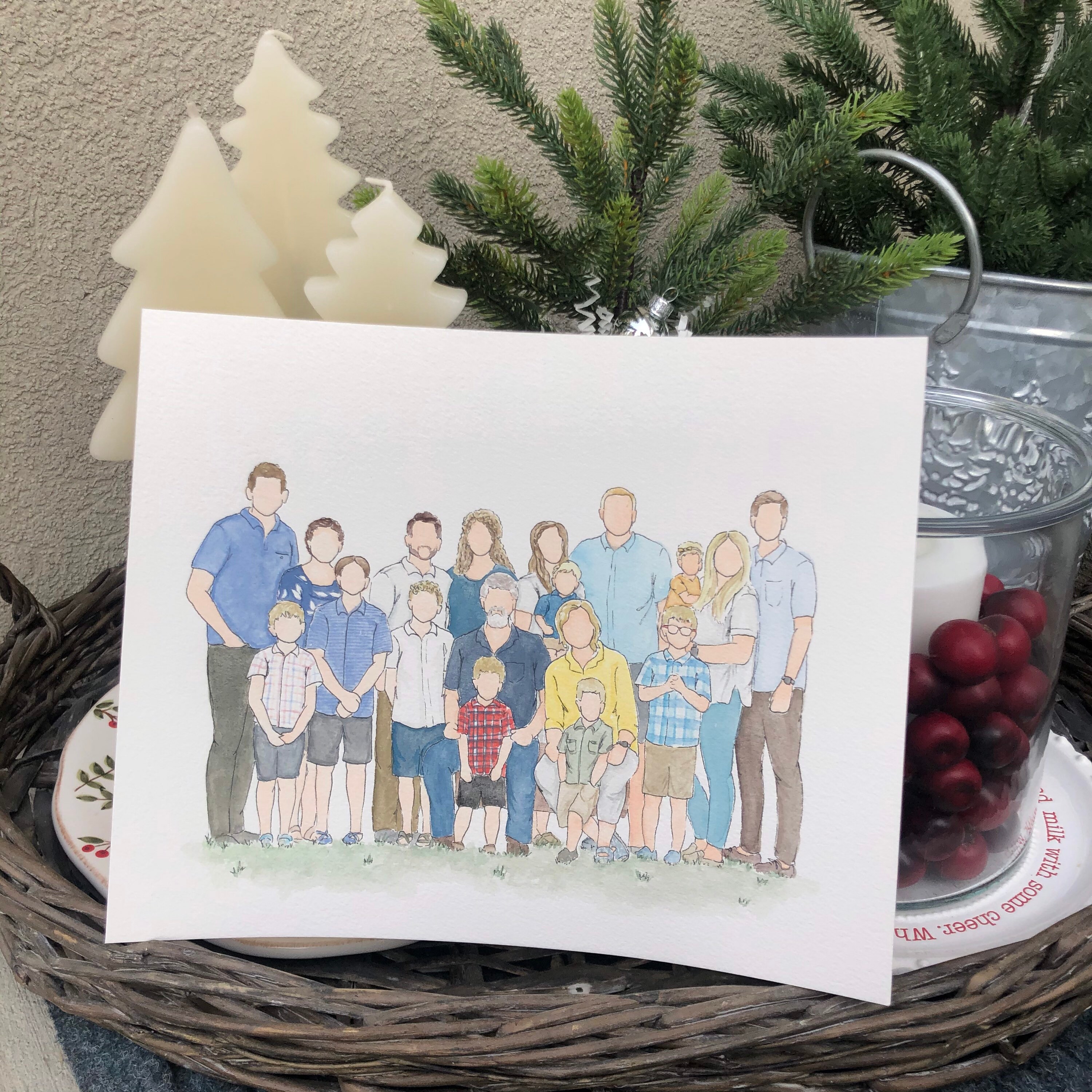 Custom Watercolor Faceless Family Portrait: Unique Personalized Art - Etsy