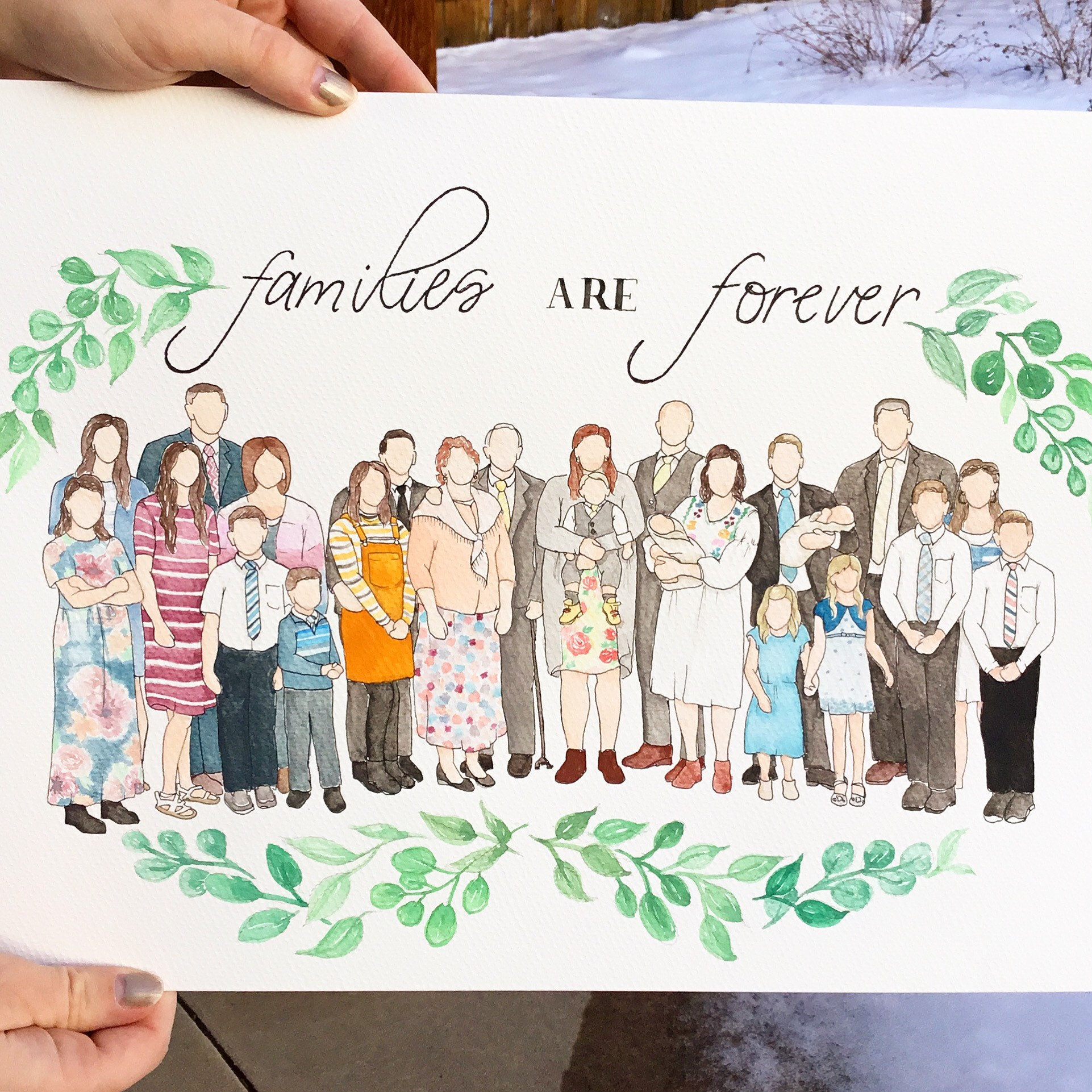 Custom Watercolor Faceless Family Portrait: Unique Personalized Art - Etsy