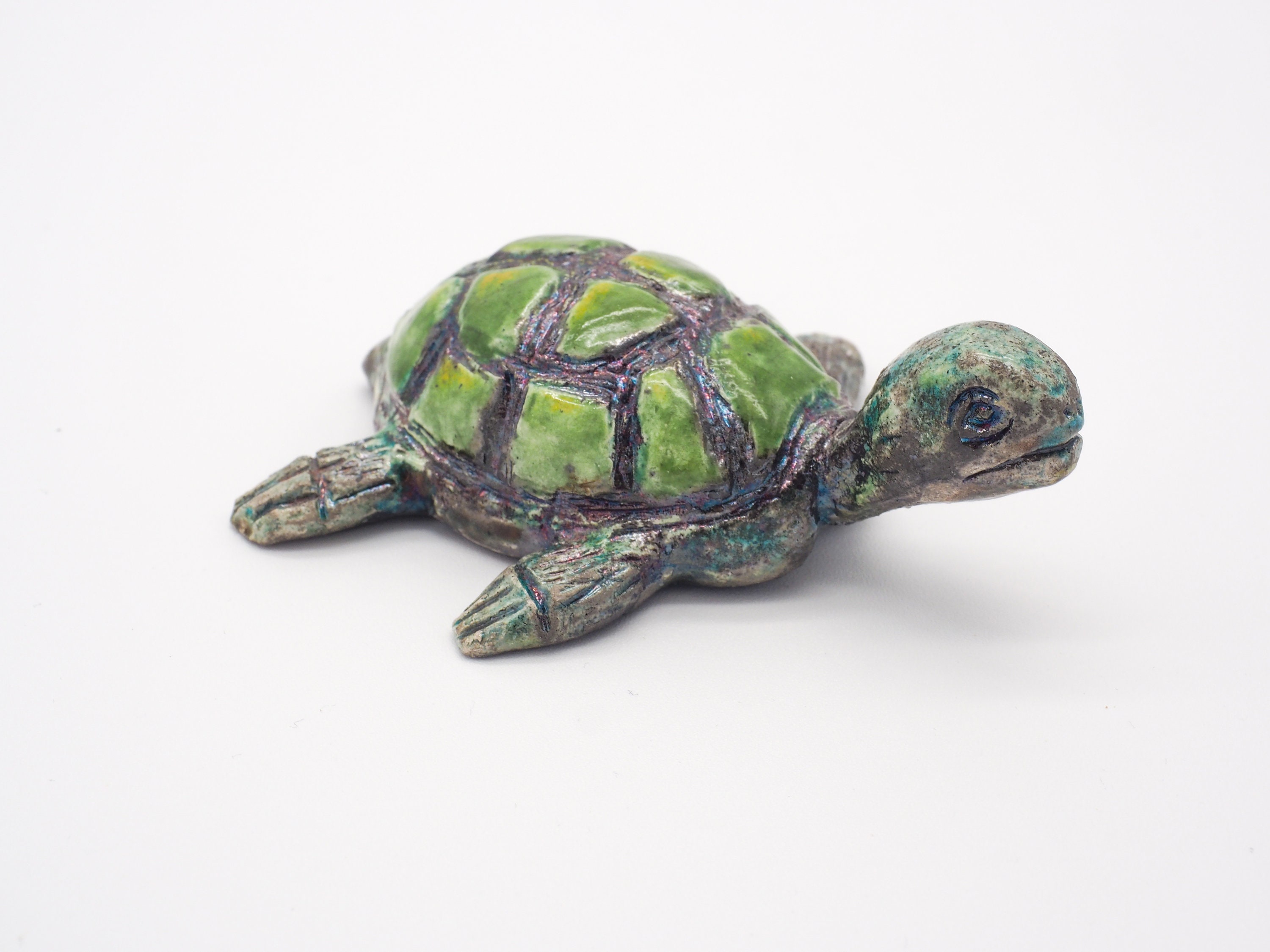 Raku Turtle Ceramic Reptile Art Handcrafted Turtle Sculpture Artisan ...
