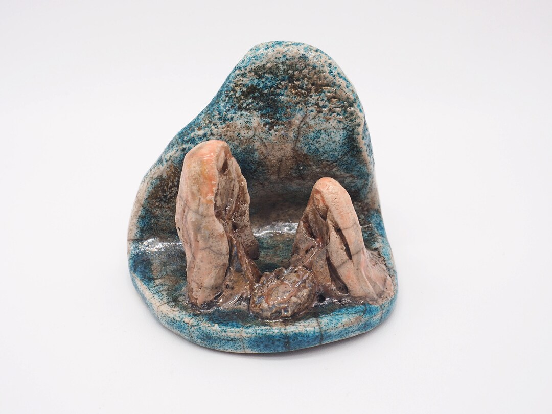 RAKU CERAMIC CRIB, Metallic Effect Crib, Raku Clay Sculpture, Nursery ...