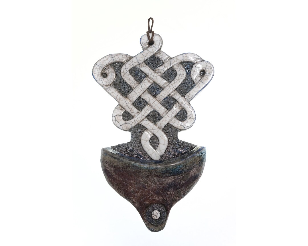Handmade Raku Ceramic Holy Water Stoup – Artistic Wall Stoup ...