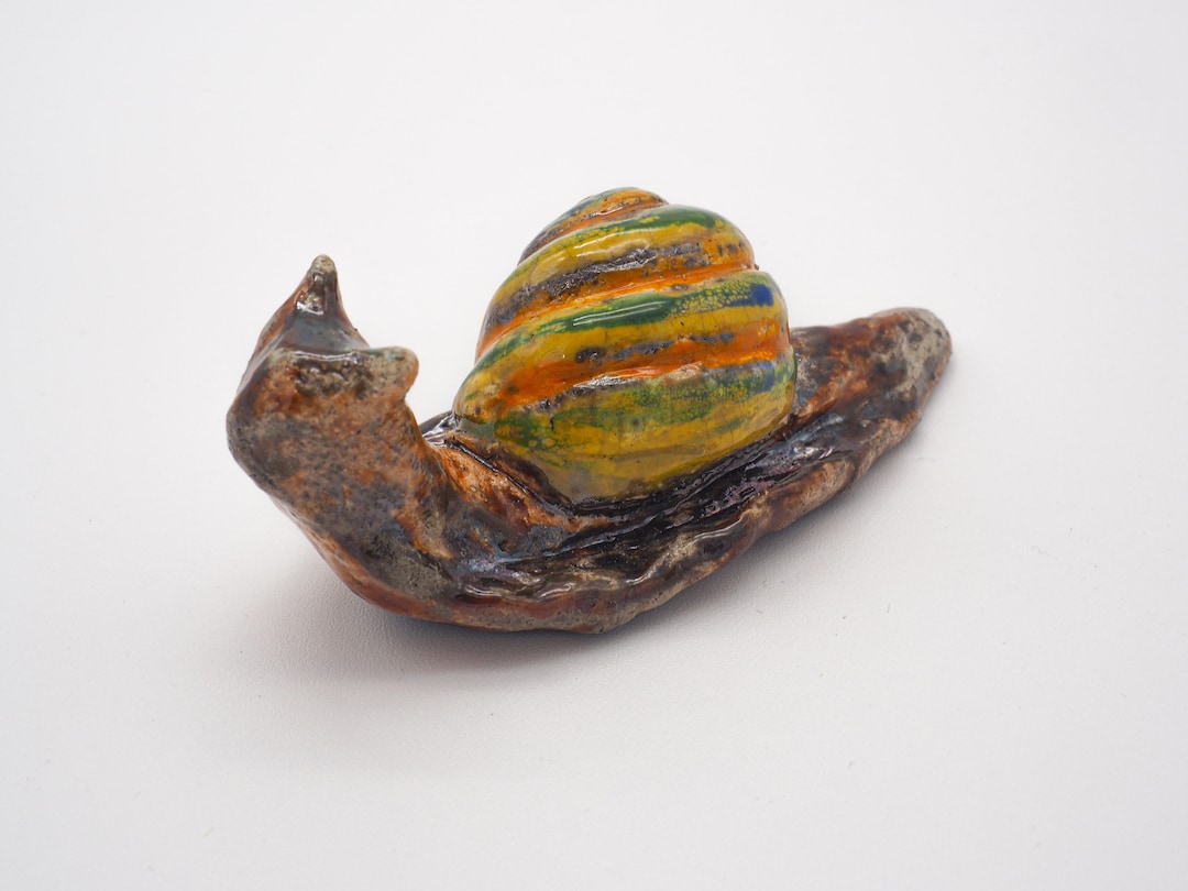 Raku Ceramic Snail Snail Ornament Handcrafted Raku Snail, Whimsical ...