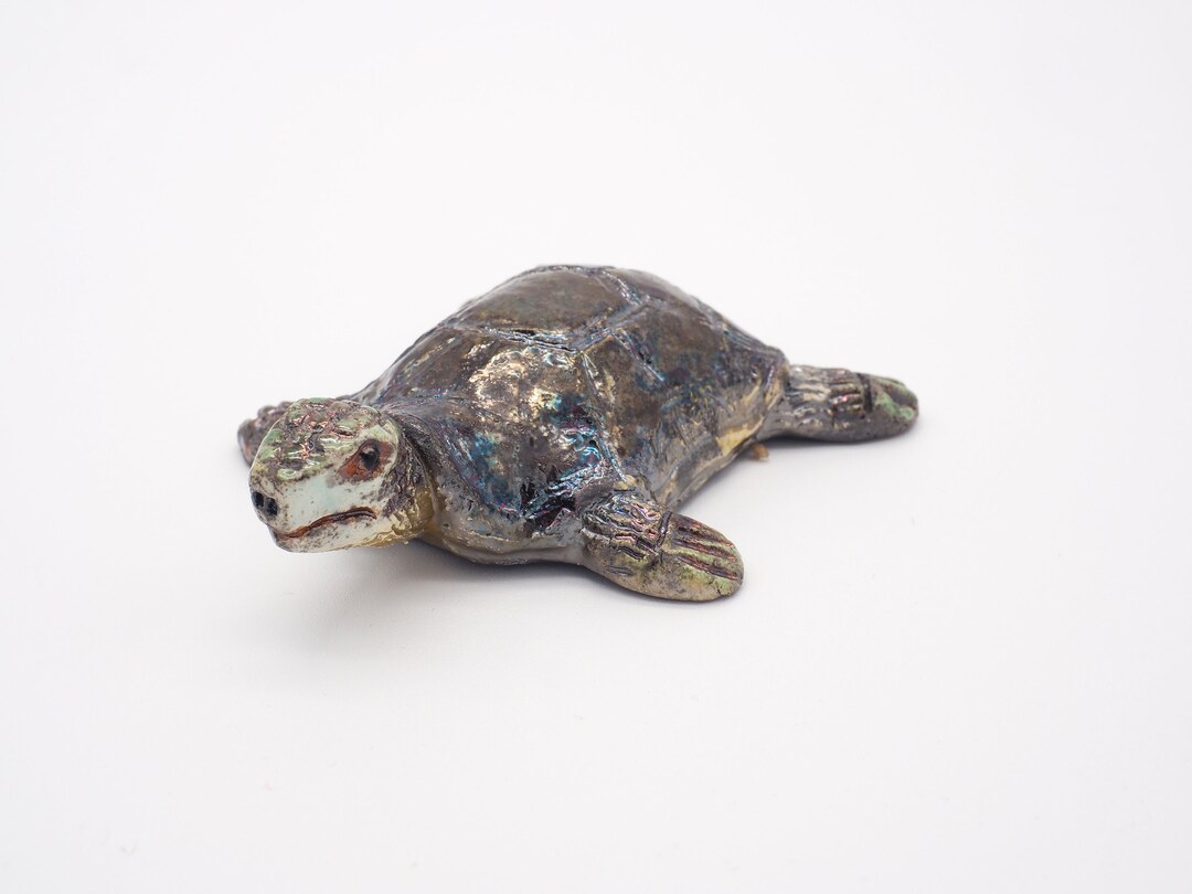 Raku Turtle Ceramic Reptile Art Handcrafted Turtle Sculpture Artisan ...