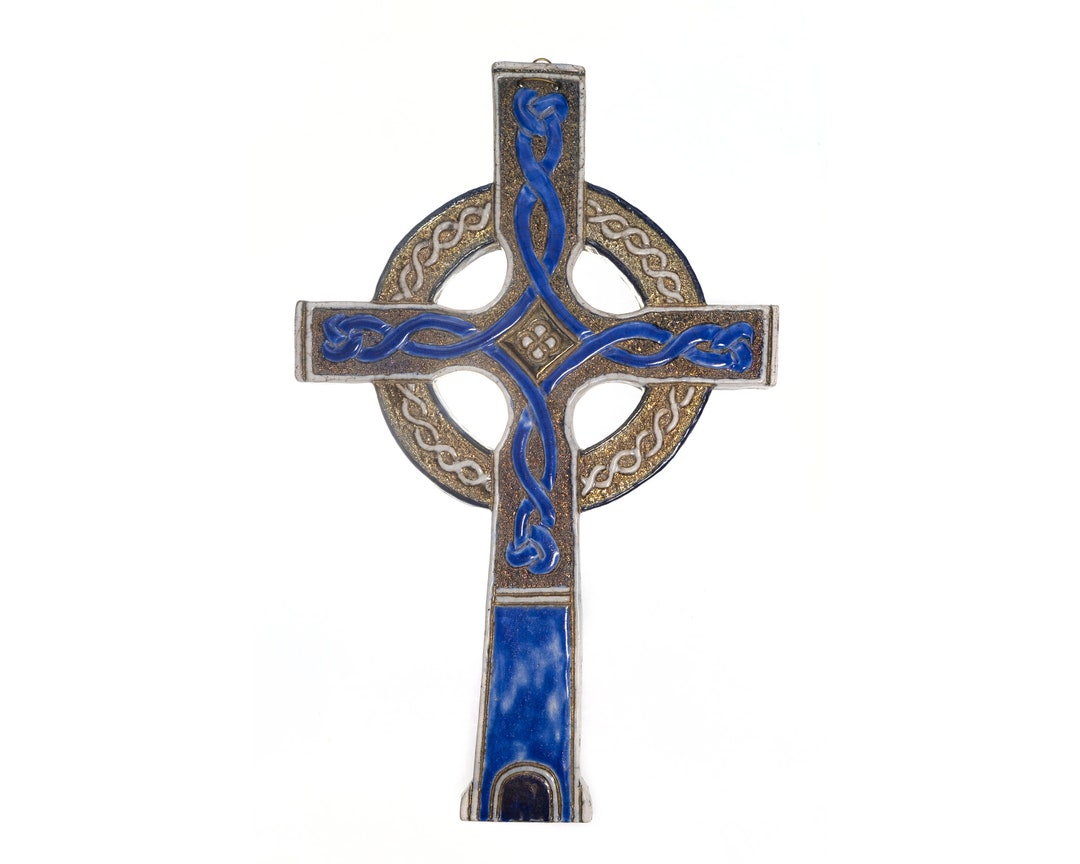 Ceramic Celtic Cross | Handcrafted Cross | Handmade Raku Cross ...