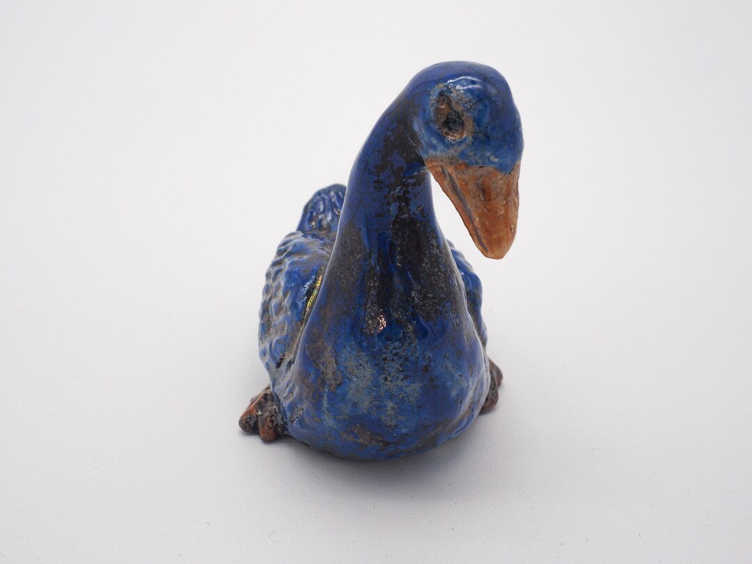 Handcrafted Collectible Goose in Raku Ceramic Whimsical Free-standing ...