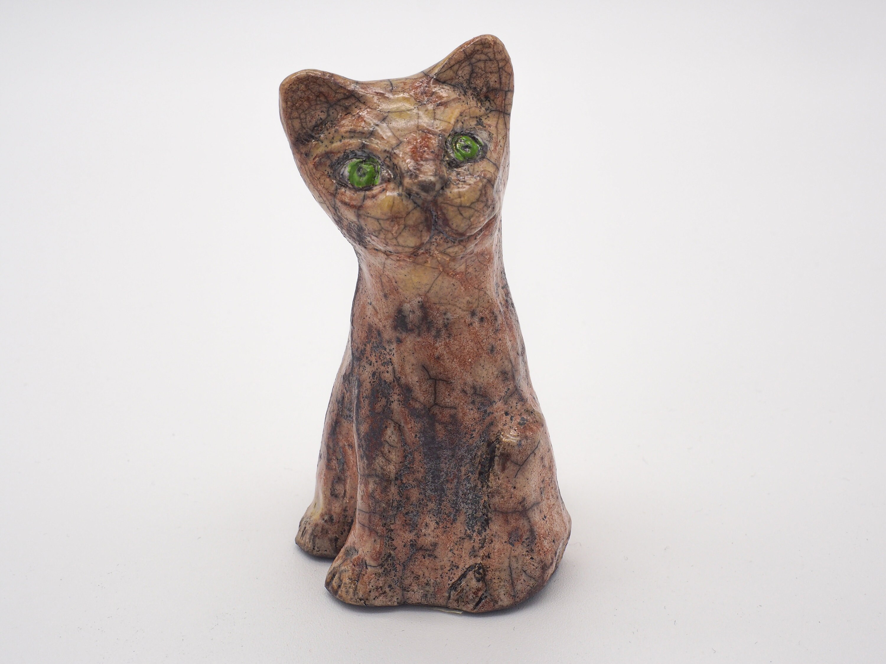 Raku Ceramic Cat – Handmade Cat Sculpture – Unique Ceramic Art ...