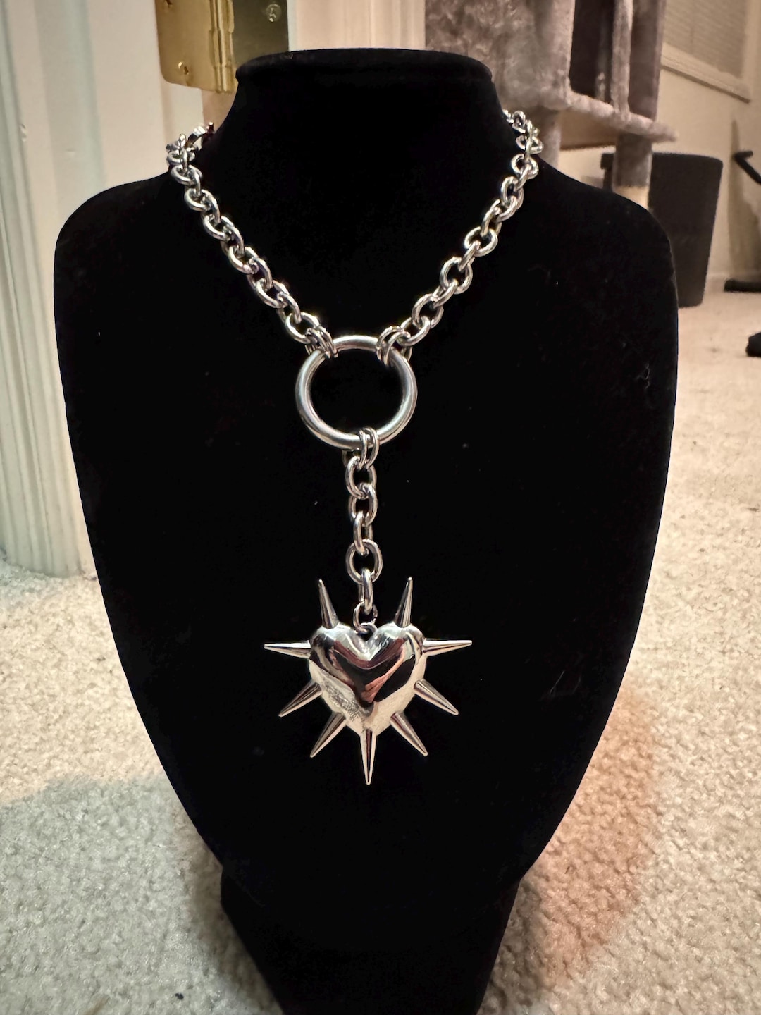 Side Spiked Heart Flail Necklace - Etsy