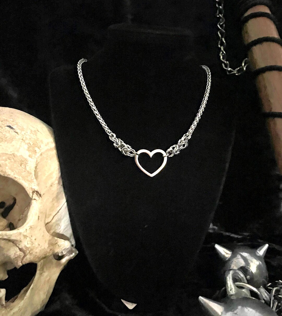 Chainmail Heart Necklace - Etsy