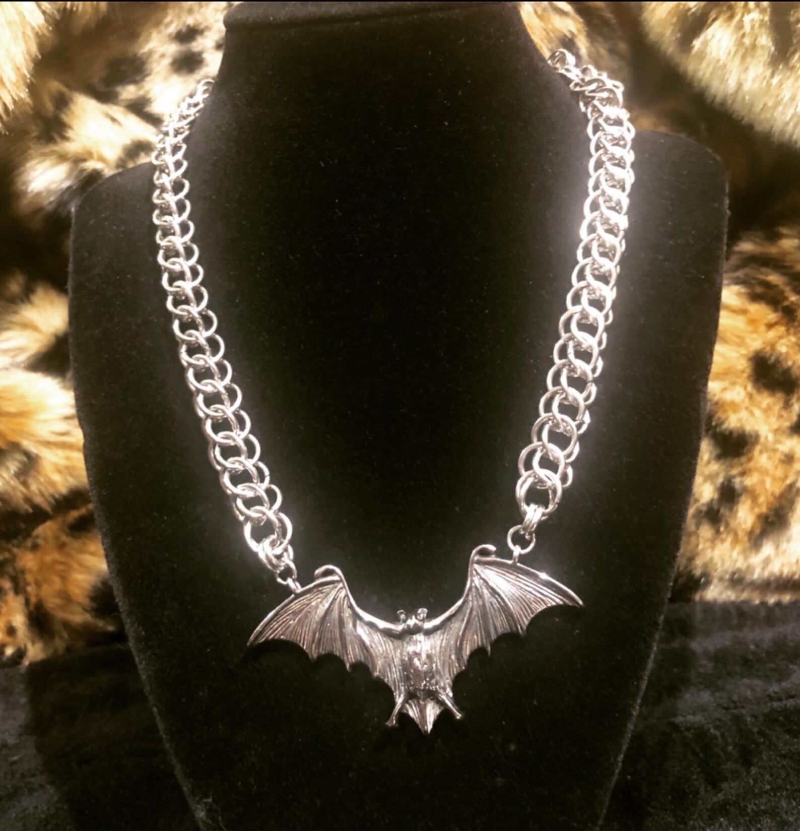 Bat necklace gothic necklace chainmaille | Etsy