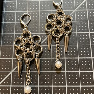 Chainmail Flower Earrings - Etsy