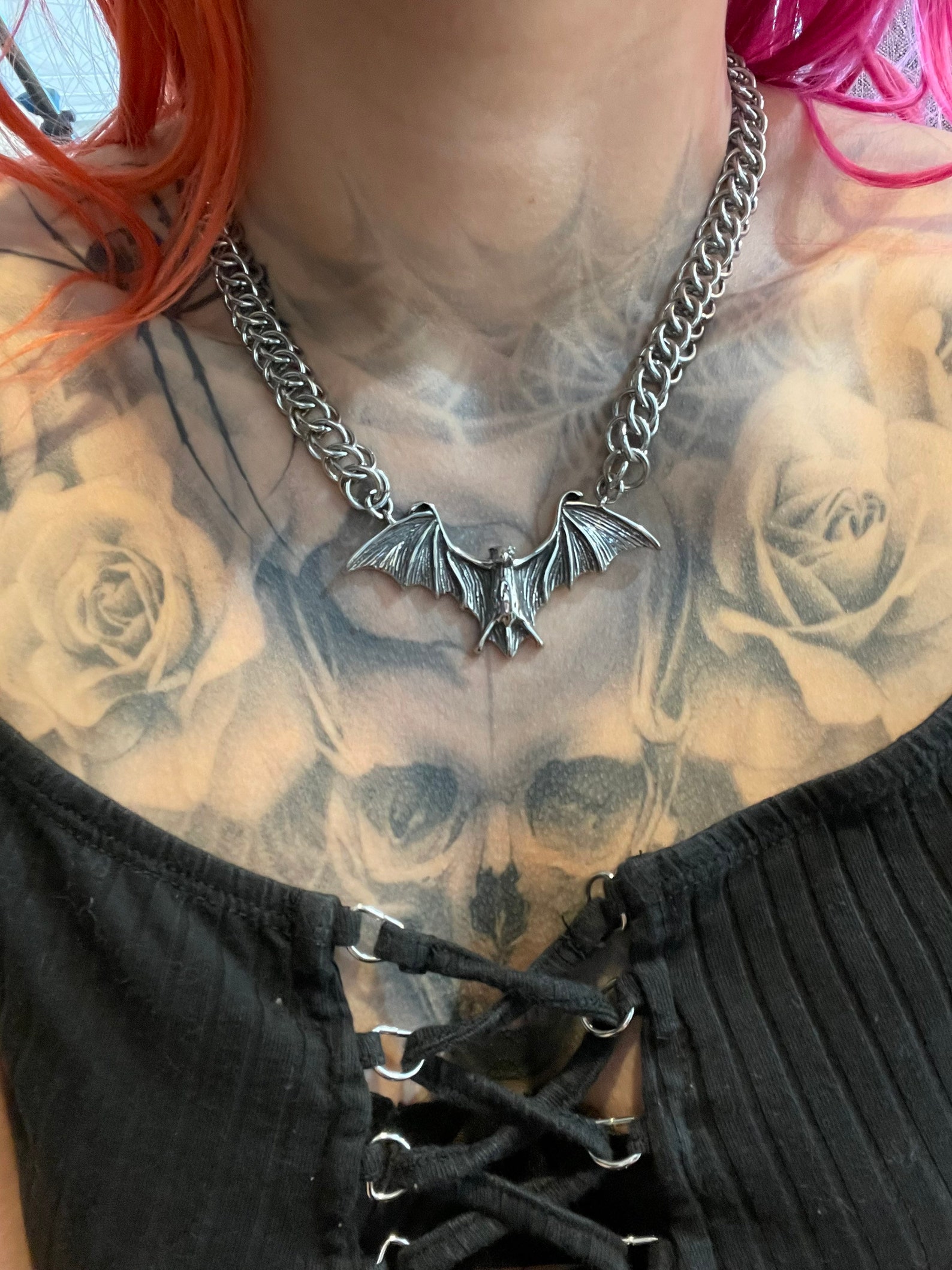 Bat Necklace Gothic Necklace Chainmaille - Etsy