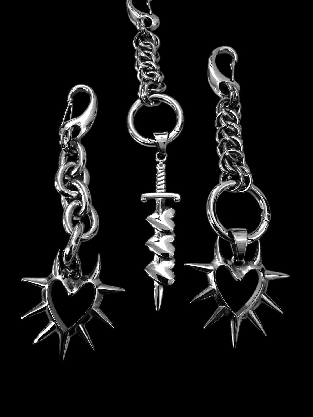 Spikey Heart/ Dagger Keychain - Etsy