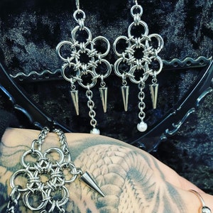 Chainmail Flower Earrings - Etsy