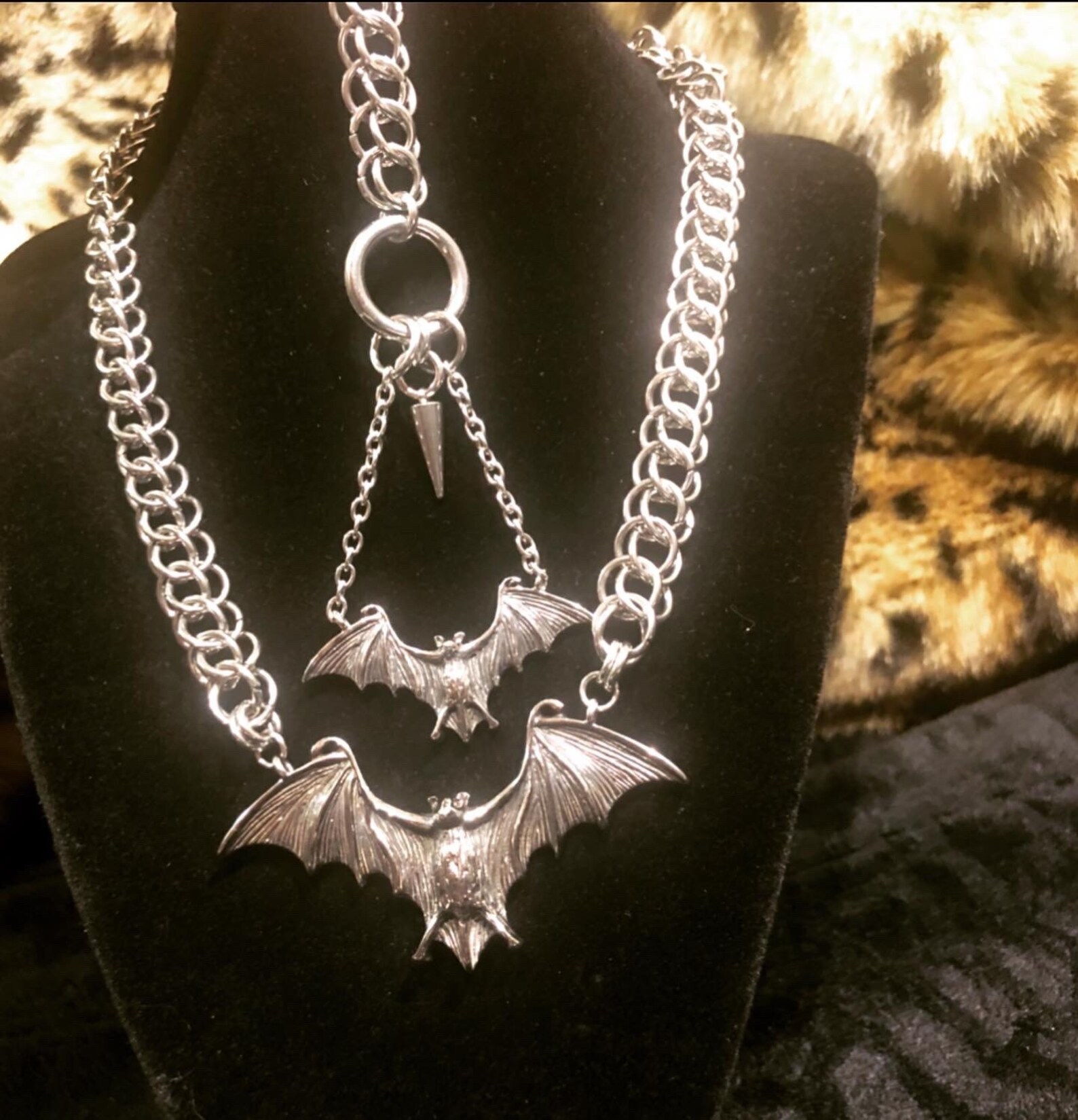 Bat necklace gothic necklace chainmaille | Etsy