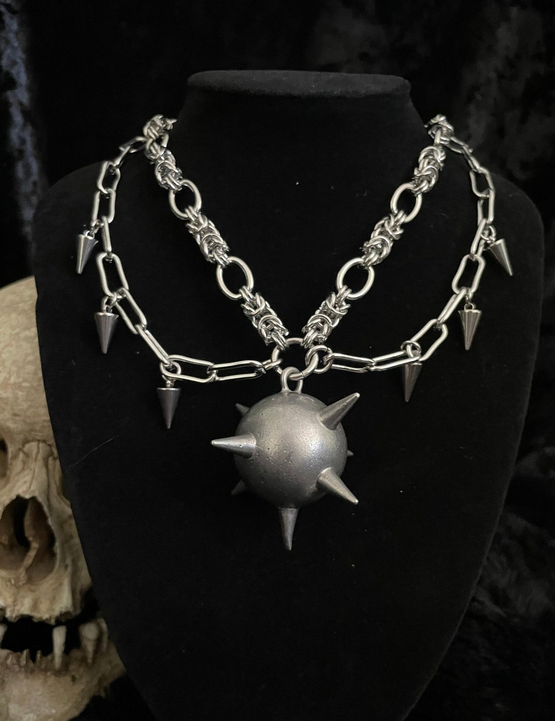 Chainmaille Flail Necklace, Spikey Medieval Chain - Etsy