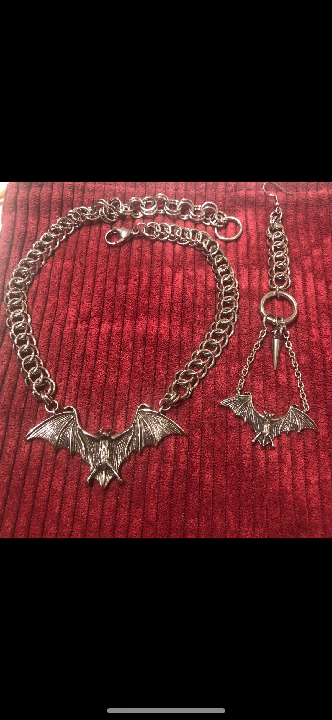 Bat necklace gothic necklace chainmaille | Etsy