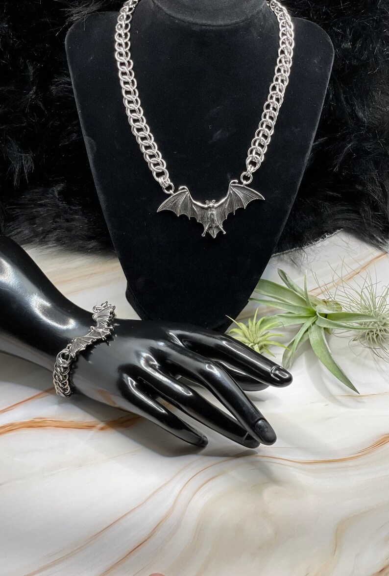 Bat Necklace Gothic Necklace Chainmaille - Etsy