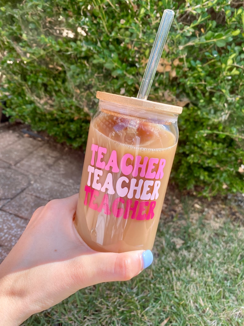 Teacher Coffee Cup Gift Iced Coffee Glass Cup Soda Can - Etsy