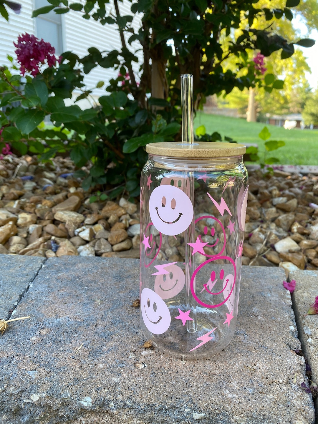 Smiley Face Glass Cup Can | Iced Coffee Glass Cup | Soda Can Glass ...