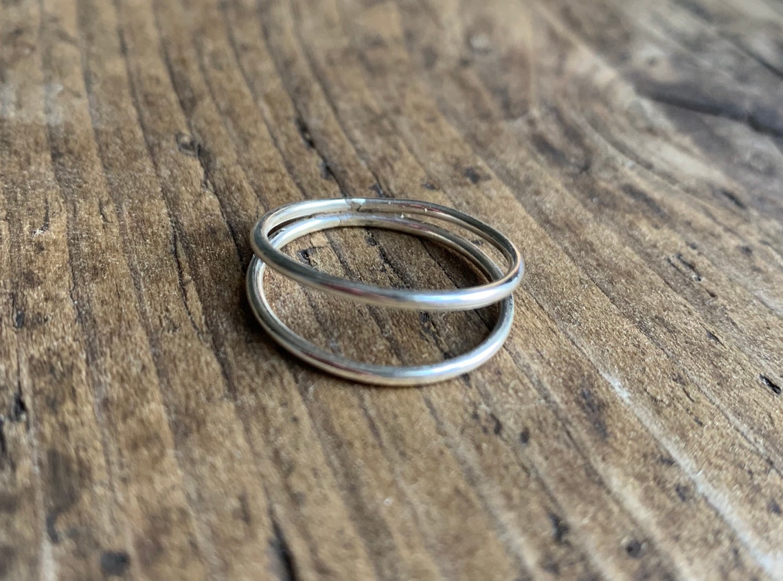 Silver Double Band Ring 925 Sterling Silver Ring Boho Chic - Etsy