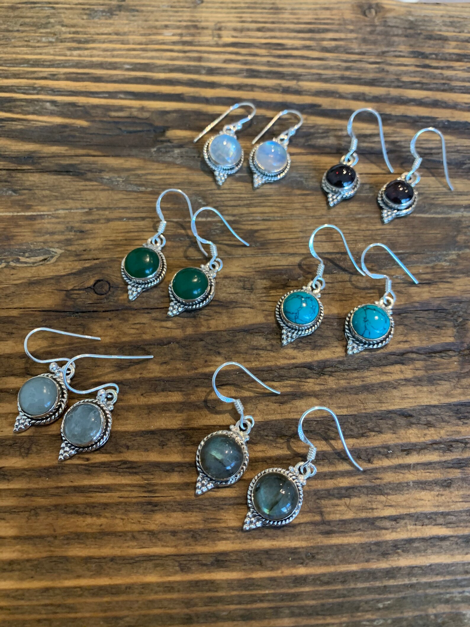 Boho silver earrings drop earrings moonstone earrings | Etsy