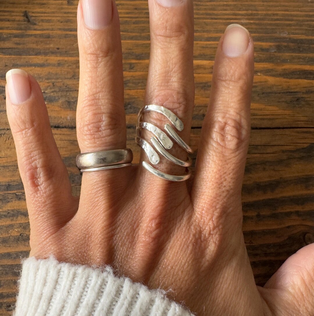 Silver Wrap Ring, Statement Silver Ring, Chunky Silver Ring, Gift for ...
