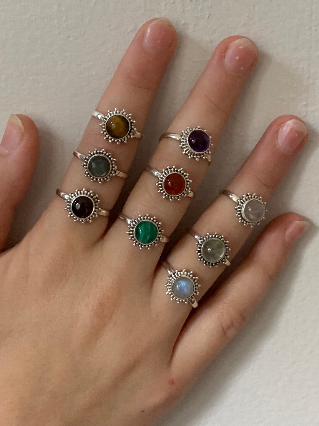 Boho Ring, Delicate Ring, Sterling Silver Ring, Crystal Ring, Stone ...