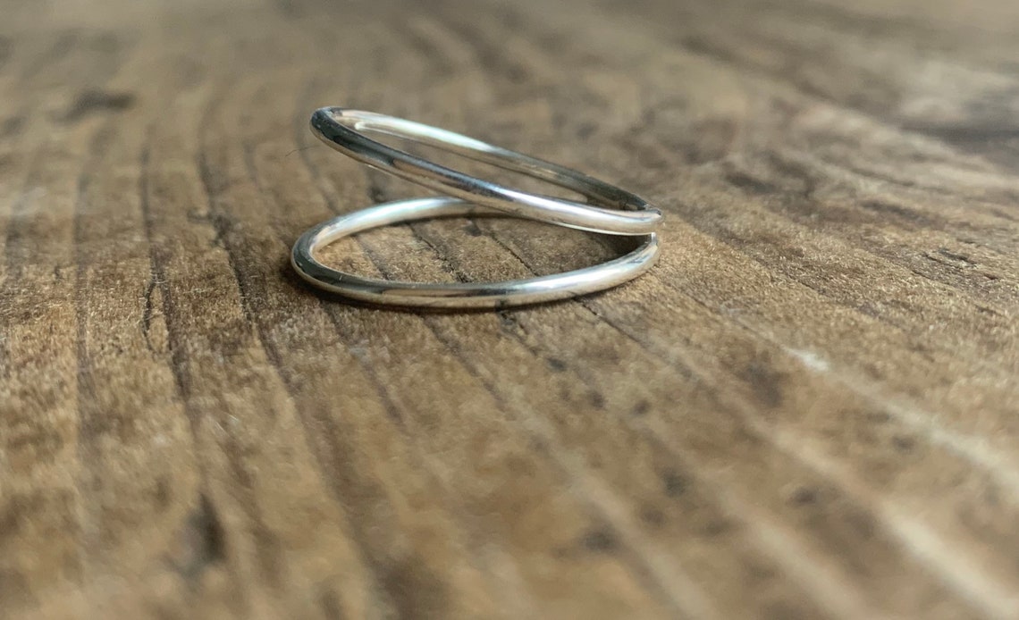 Silver Double Band Ring 925 Sterling Silver Ring Boho Chic - Etsy