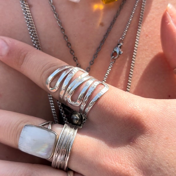 Sterling Silver Long Ring - Etsy