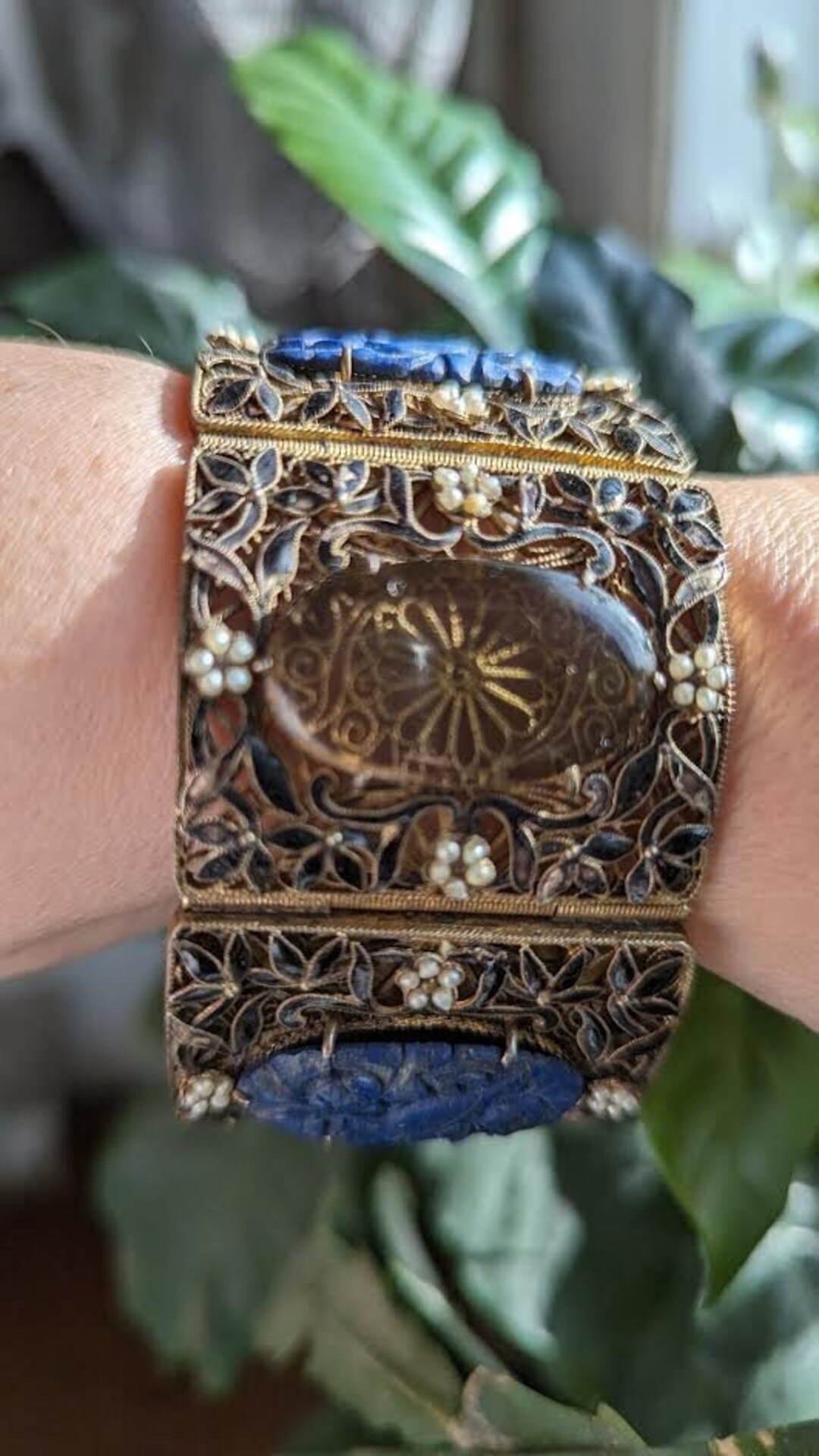 Incredible Ornate Chinese Gemstone Enamel Filigree Bracelet - Etsy