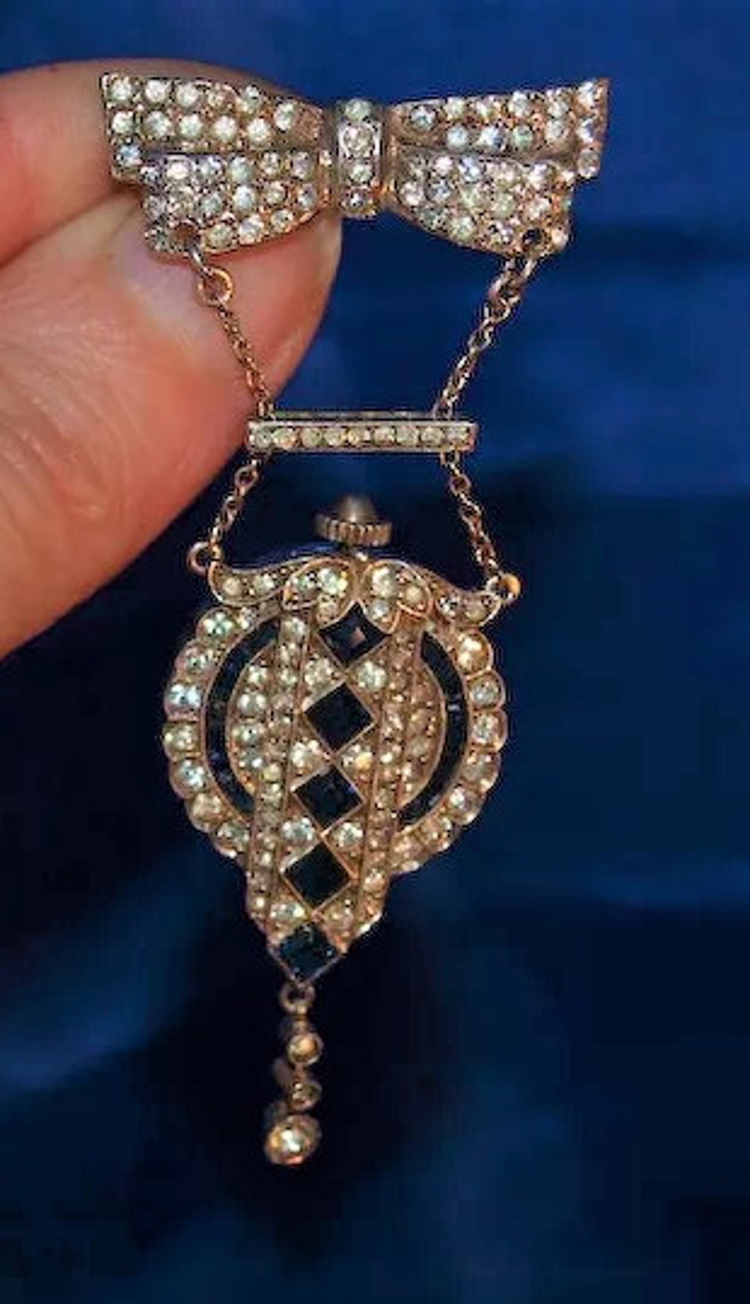 Art Deco Sterling Paste Brooch Watch - Etsy