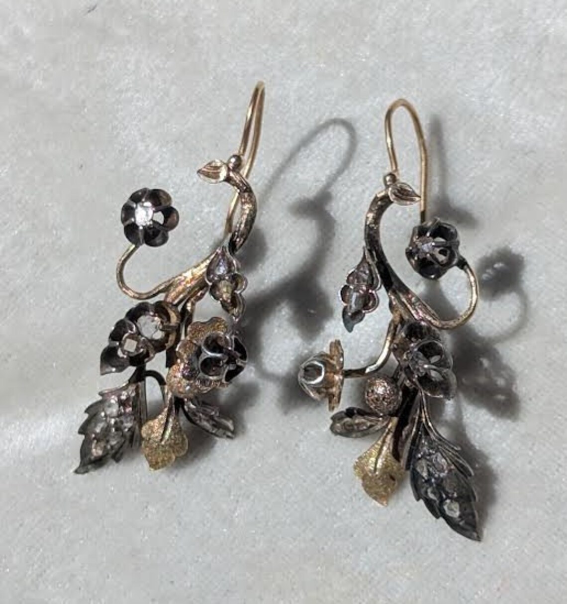 Georgian Naturalitic Floral Diamond Earrings - Etsy