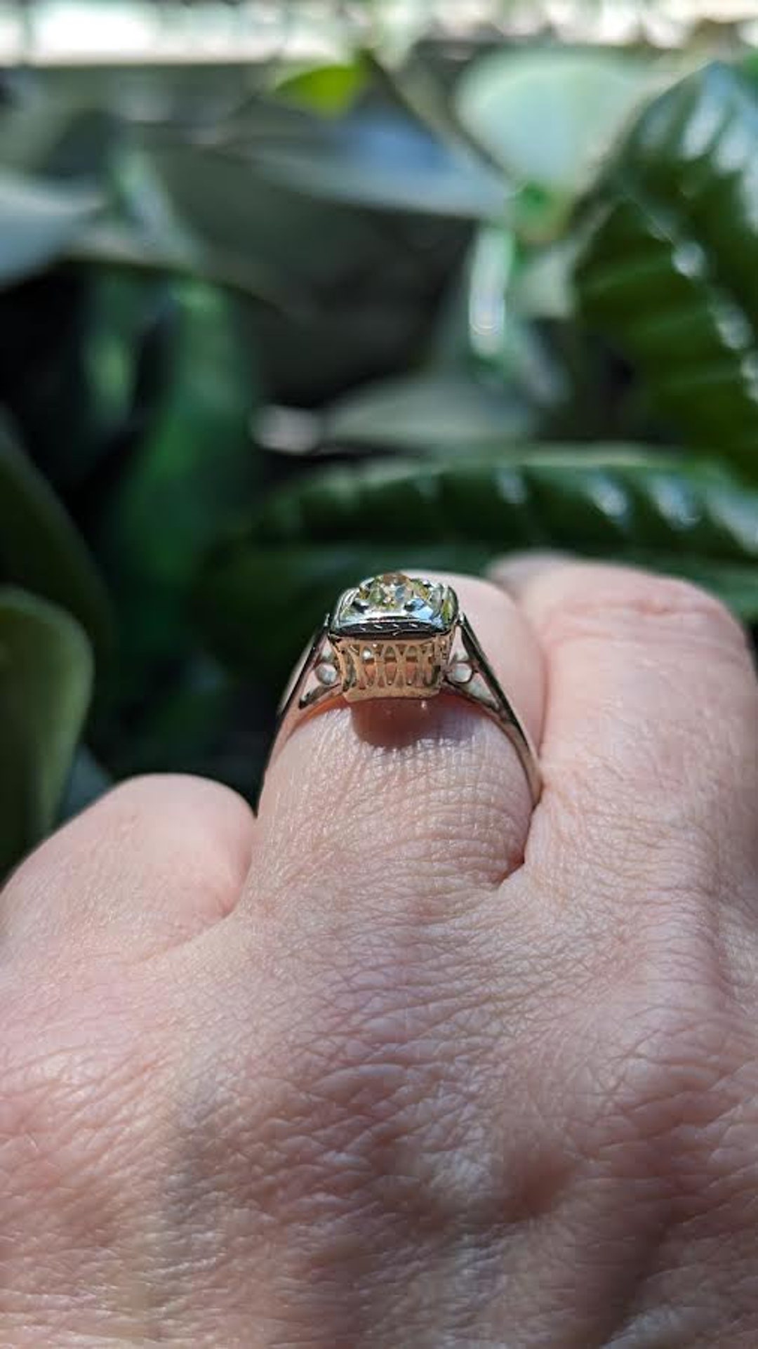 Antique Old European Cut Yellow Diamond Engagement Ring - Etsy