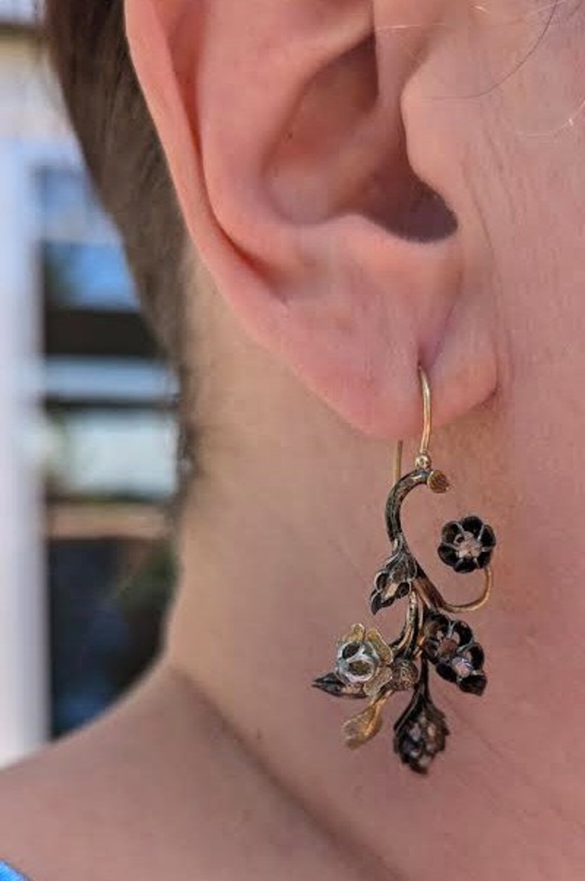 Georgian Naturalitic Floral Diamond Earrings - Etsy