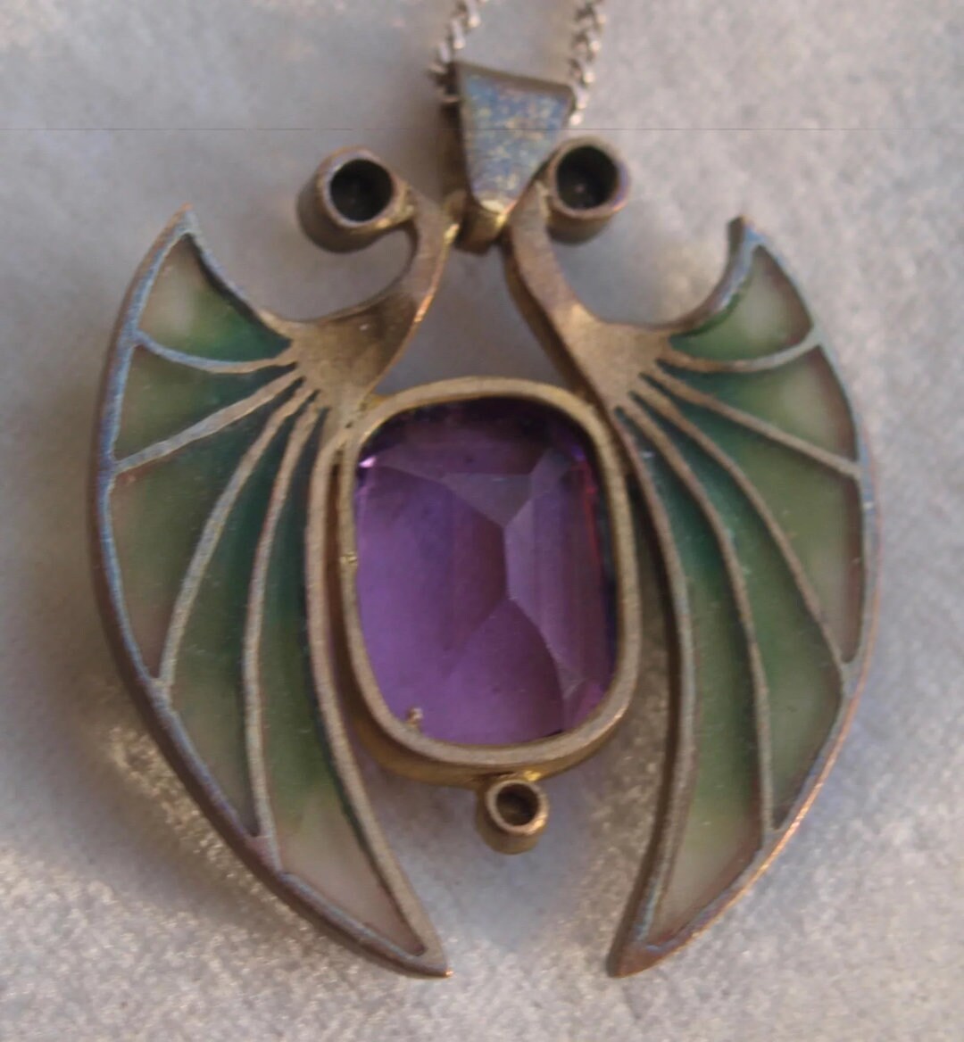 Art Nouveau Plique A Jour Bat Pendant - Etsy