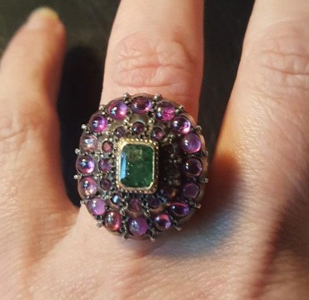 Antique Ruby and Emerald Ring, Very Ornate - Etsy