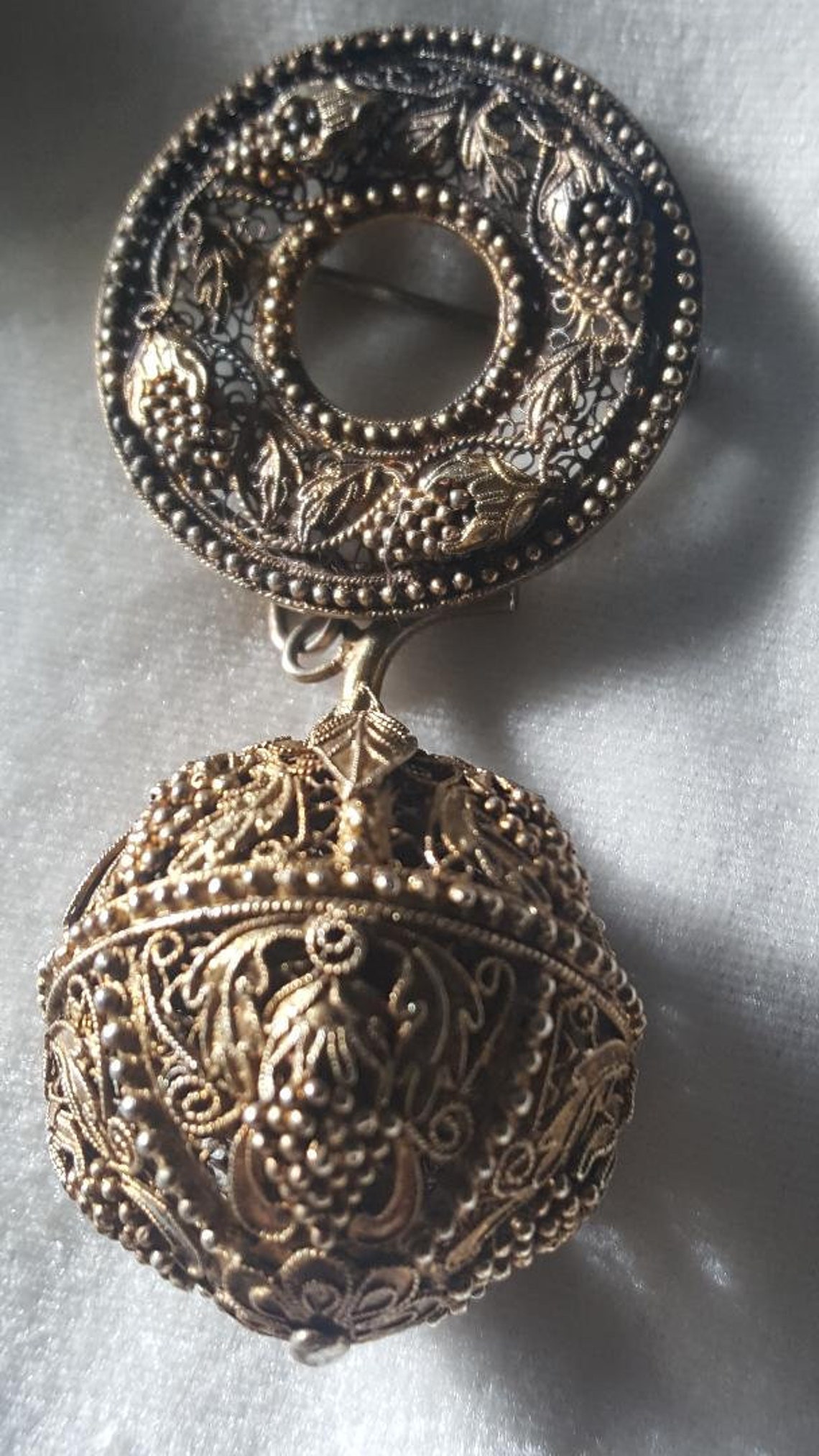 An Incredible Find 19th Century Silver Pomander Pendant Brooch in ...