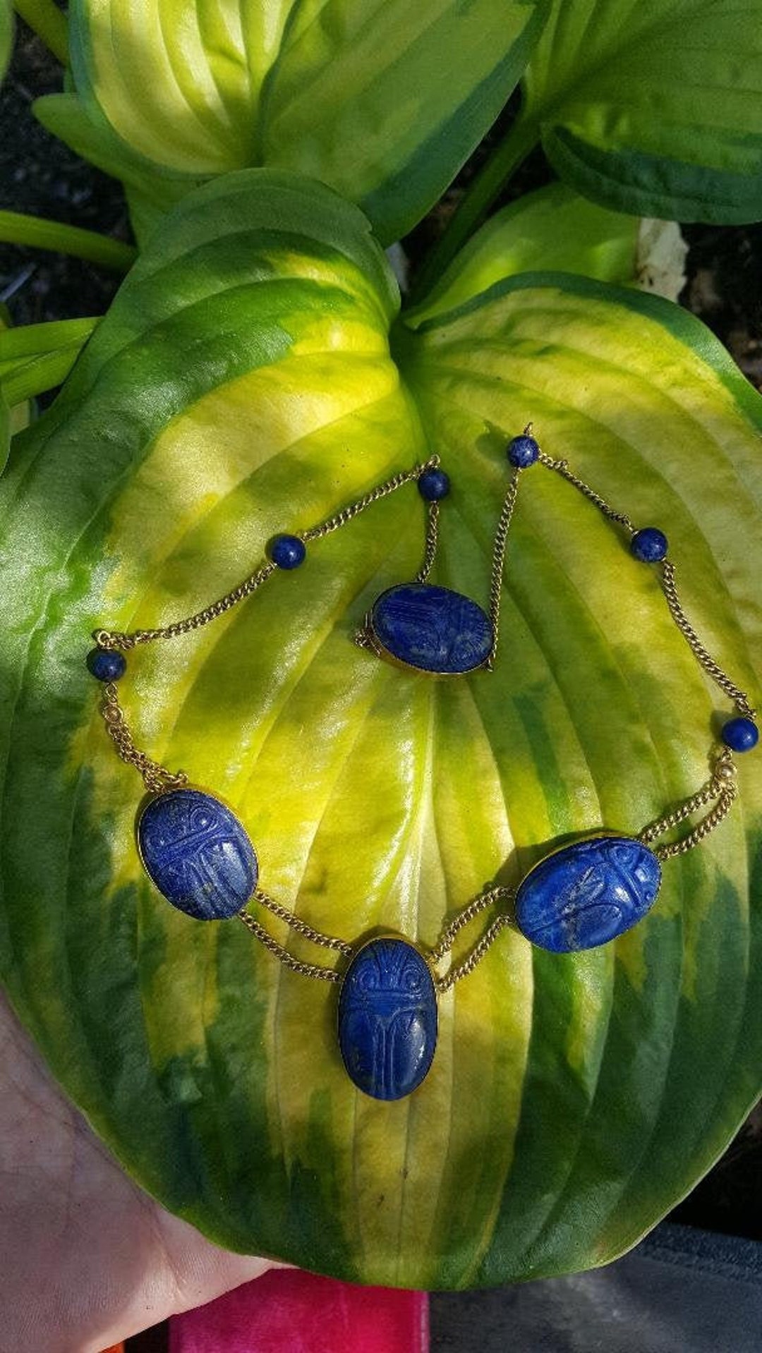 1920's Egyptian Revival Lapis Lazuli 14k Scarab Necklace - Etsy