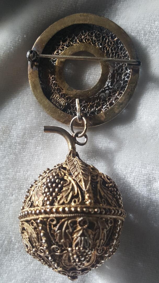 An Incredible Find 19th Century Silver Pomander Pendant Brooch in ...