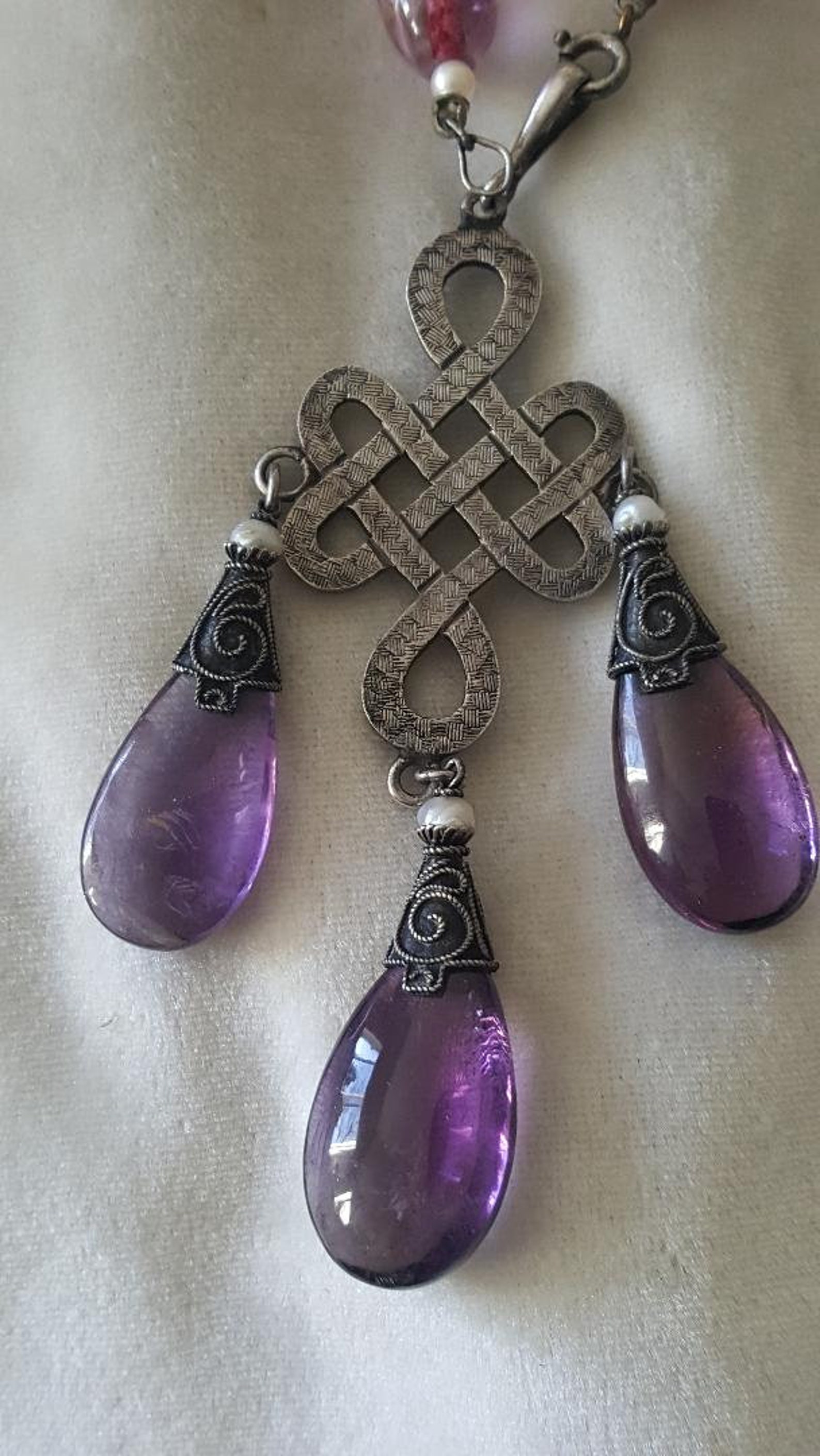 Antique Chinese Lucky Love Knot Amethsyt Necklace - Etsy