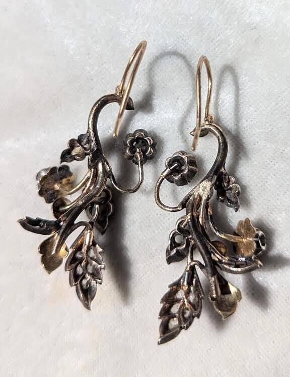 Georgian Naturalitic Floral Diamond Earrings - Etsy