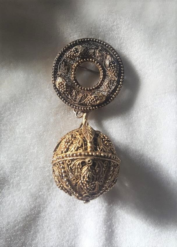 An Incredible Find 19th Century Silver Pomander Pendant Brooch in ...