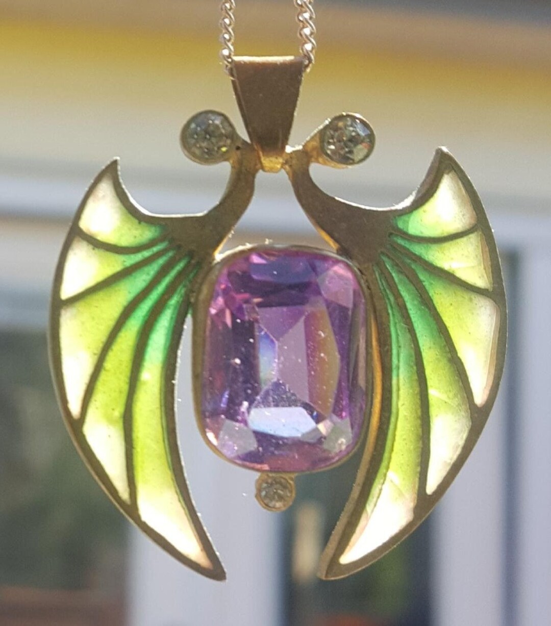 Art Nouveau Plique A Jour Bat Pendant - Etsy