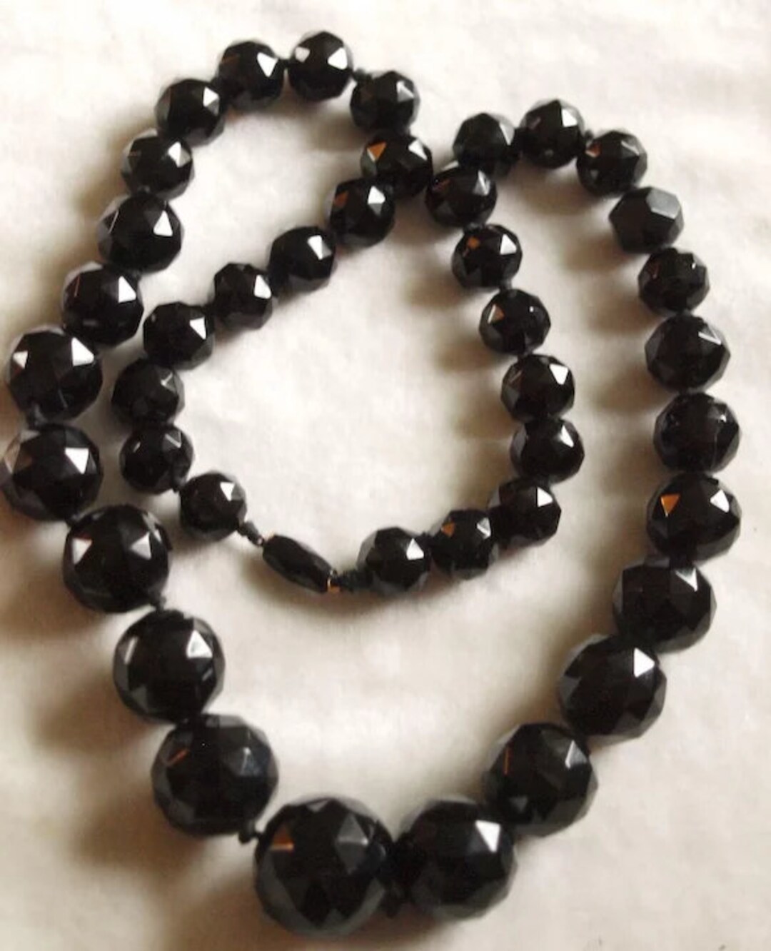 Victorian Whitby Jet Faceted Bead Necklace - Etsy